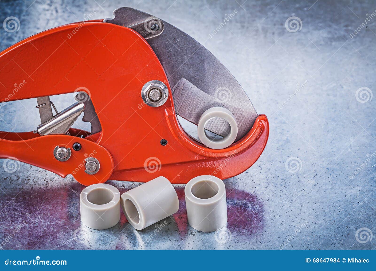 Pipe Cutter Water Tube on Metallic Background Construction Conce Stock ...