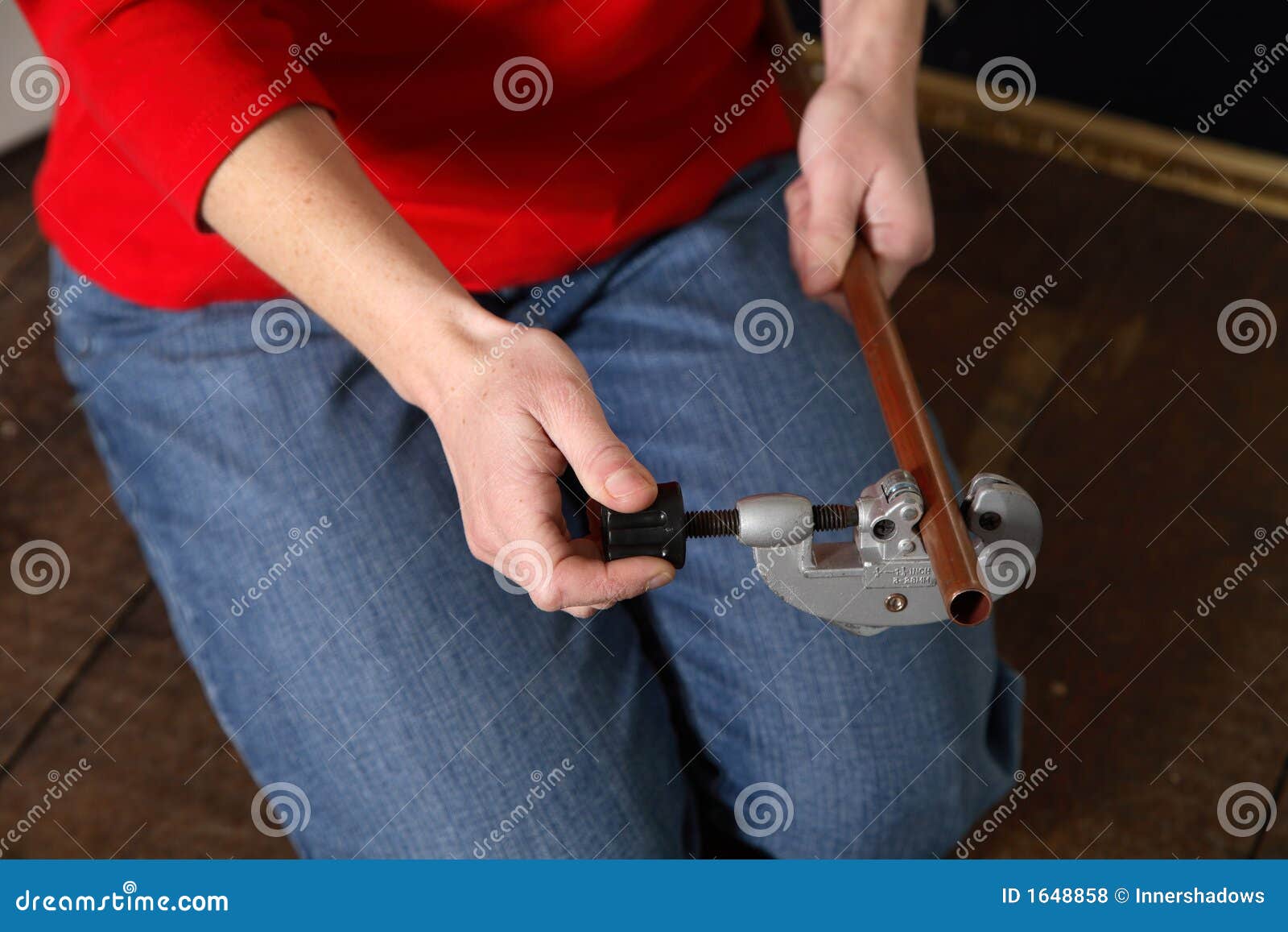 Pipe cutting stock photo. Image of wooden, plumber, adult - 1648858