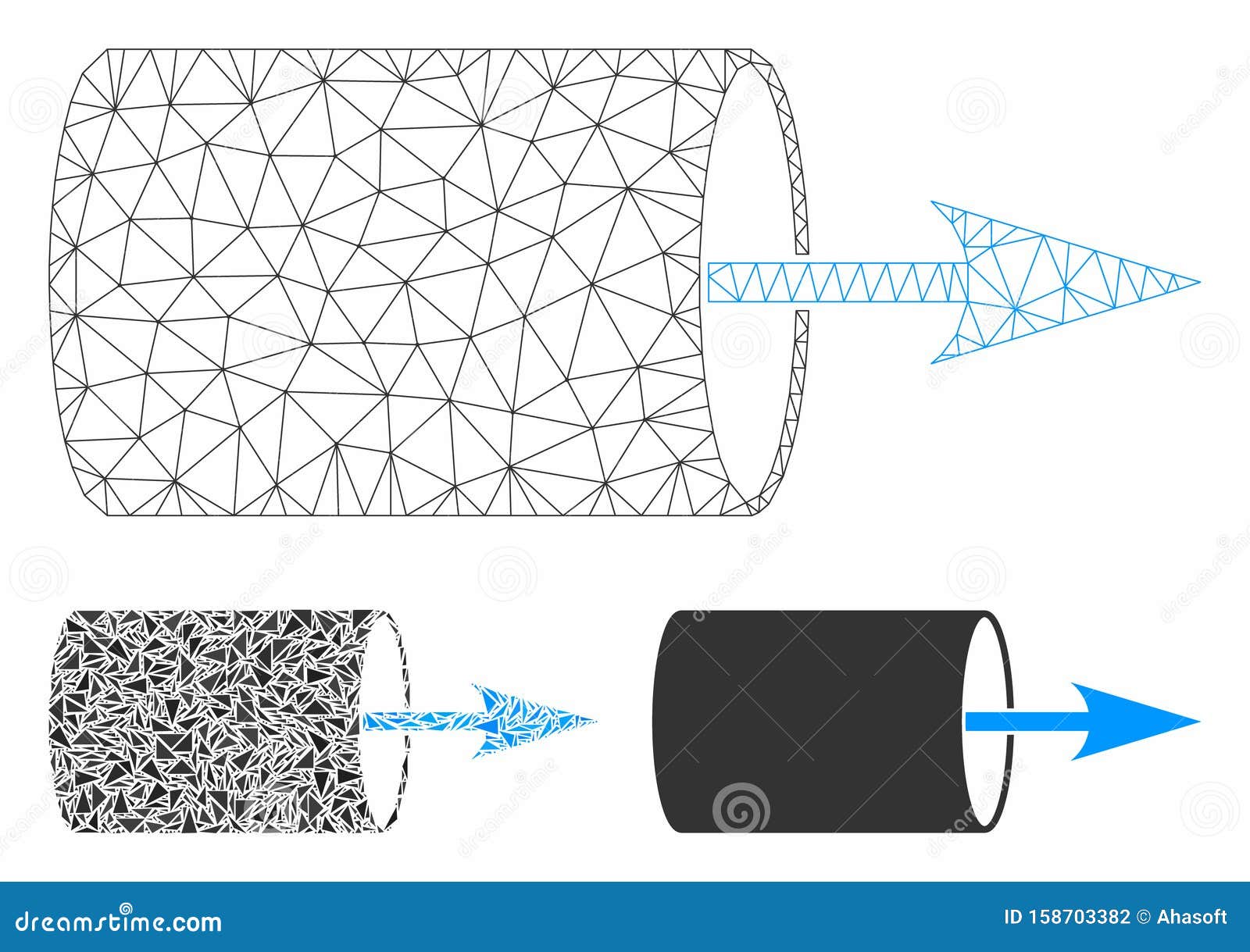 Pipe Direction Vector Mesh 2D Model and Triangle Mosaic Icon Stock ...