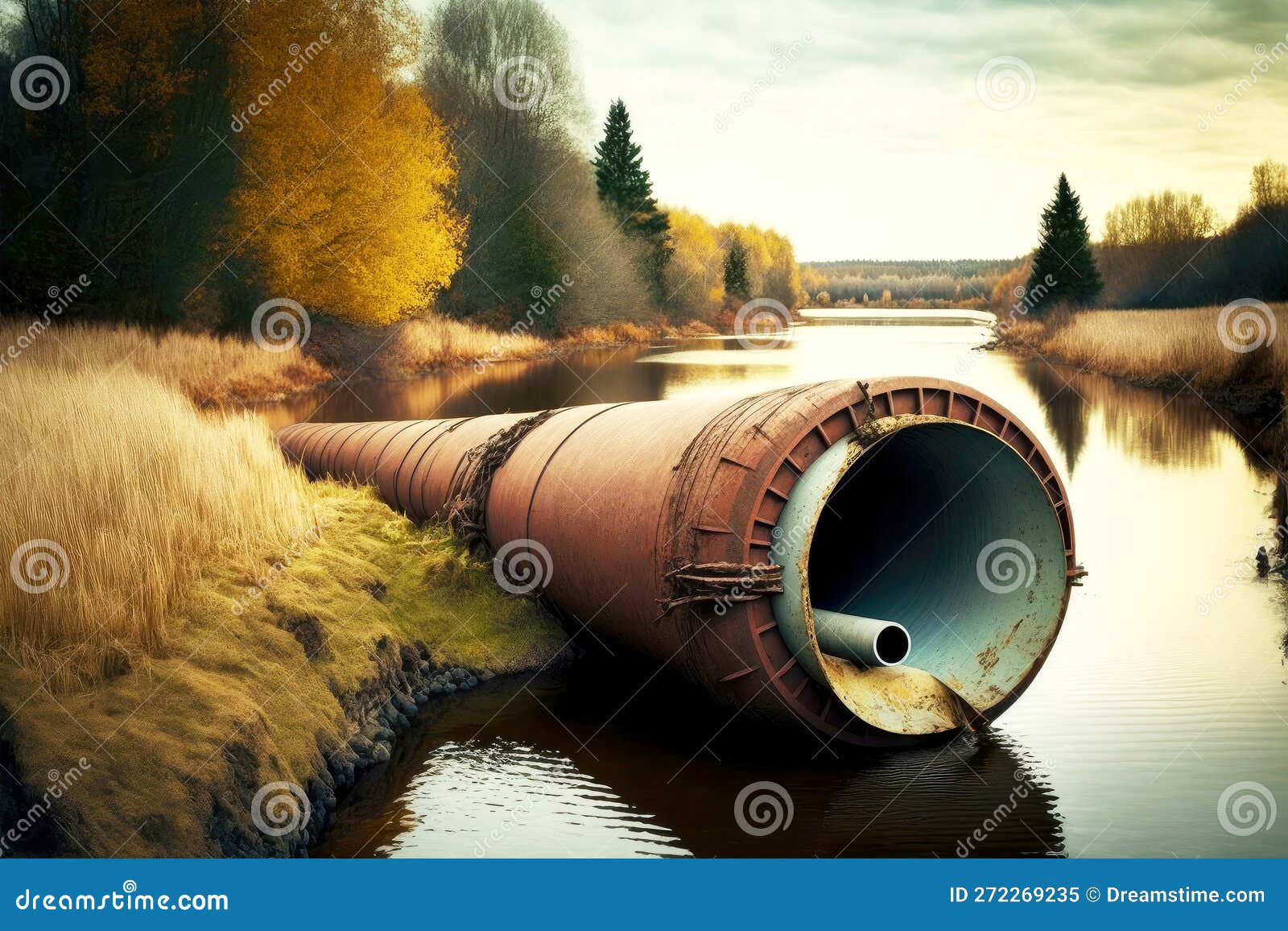 Pipe For Discharge Of Sewage Going Into River Royalty-Free Stock ...