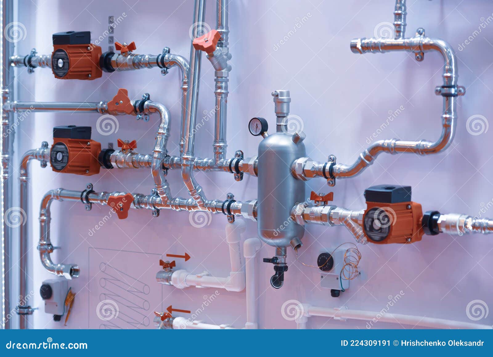 Pipe Distribution System. Connecting a Heating System with a Pump Stock ...