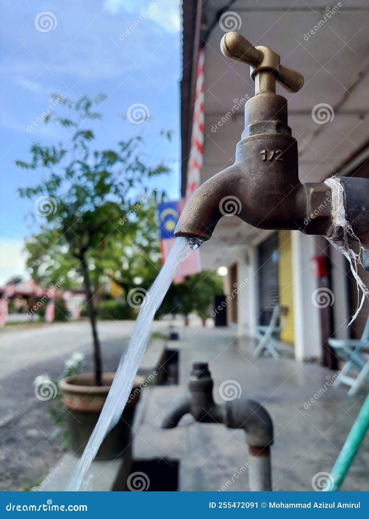 The Pipe Drains Water Out Area Home. Stock Image - Image of water, area ...
