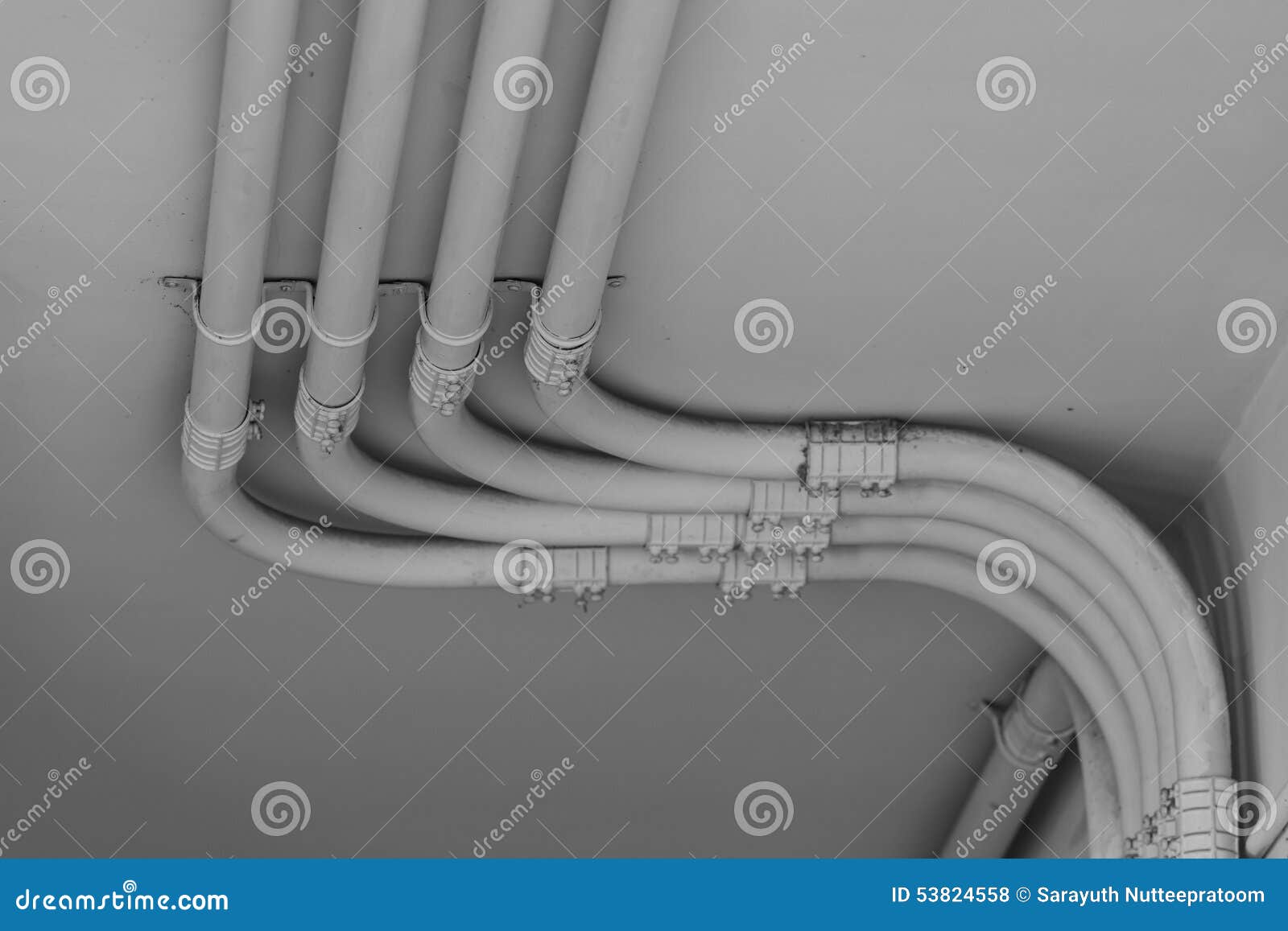 Pipe of Electricity Line on Cement Wall Stock Photo - Image of ...