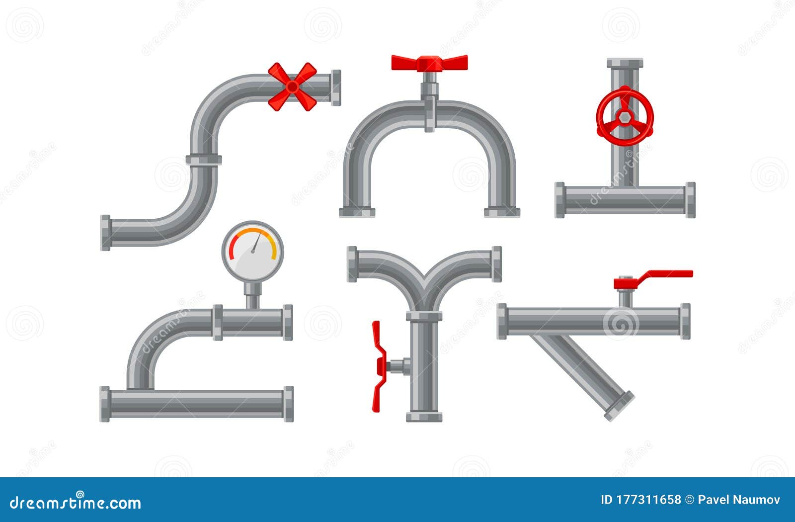 Pipe Fitting or Adapters with Valves Isolated on White Background ...