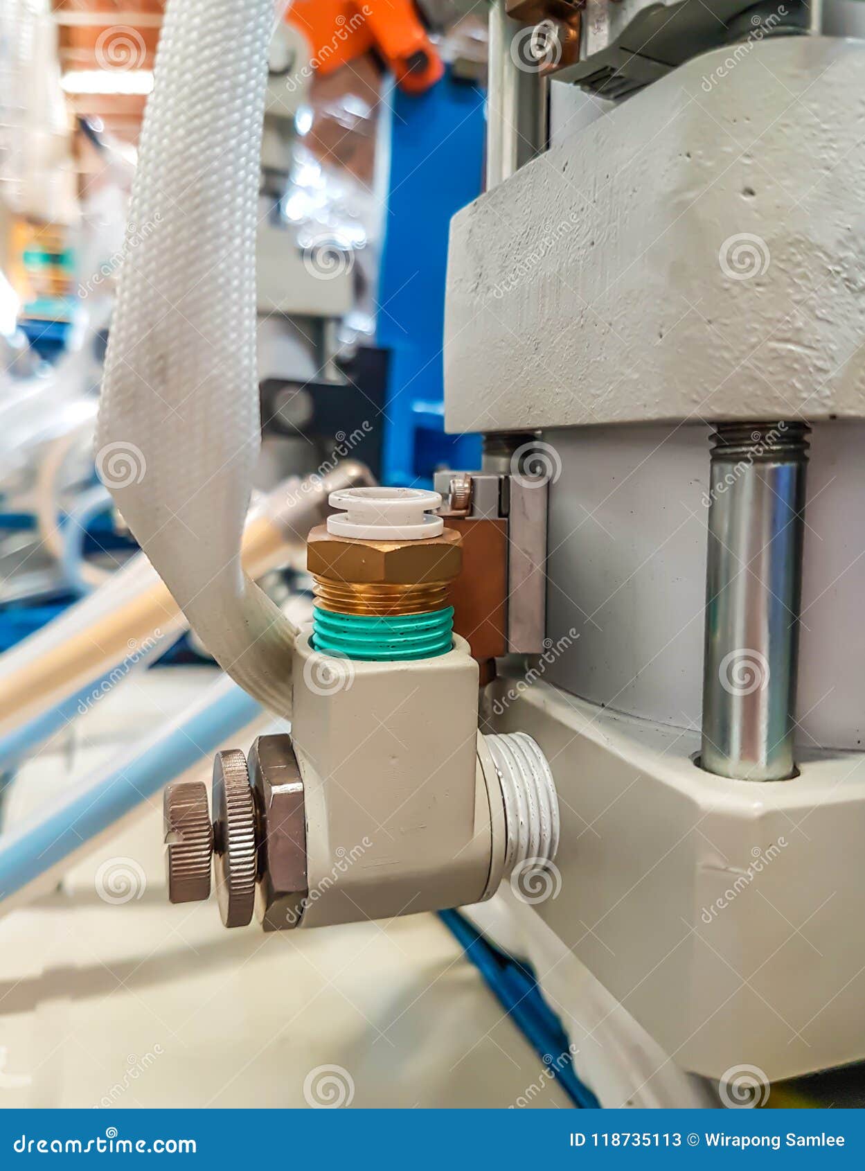 Pipe Fittings Connecting the Cylinder Stock Image - Image of metal ...