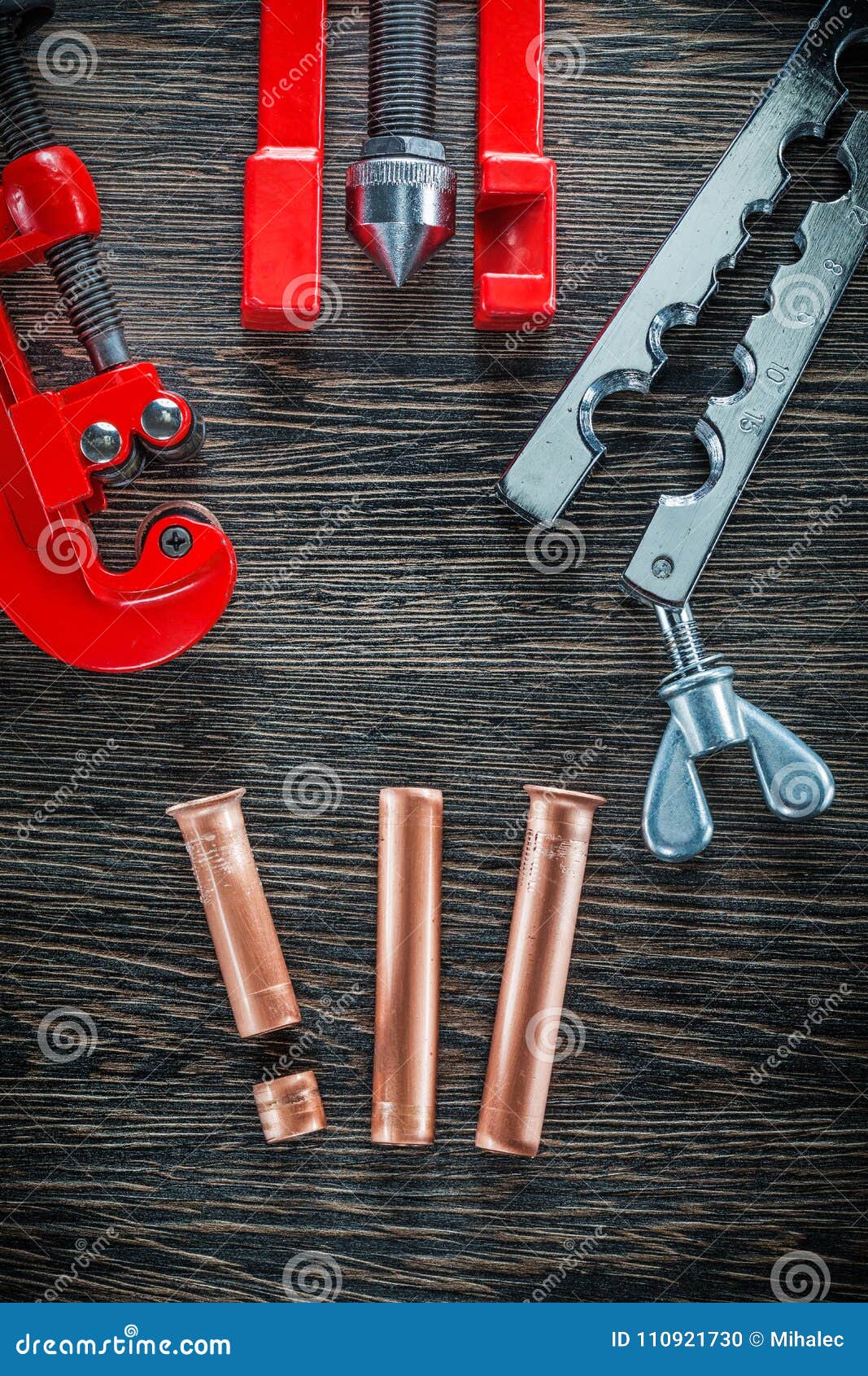 Pipe Flaring Tool Set on Wooden Board Stock Photo - Image of tool ...