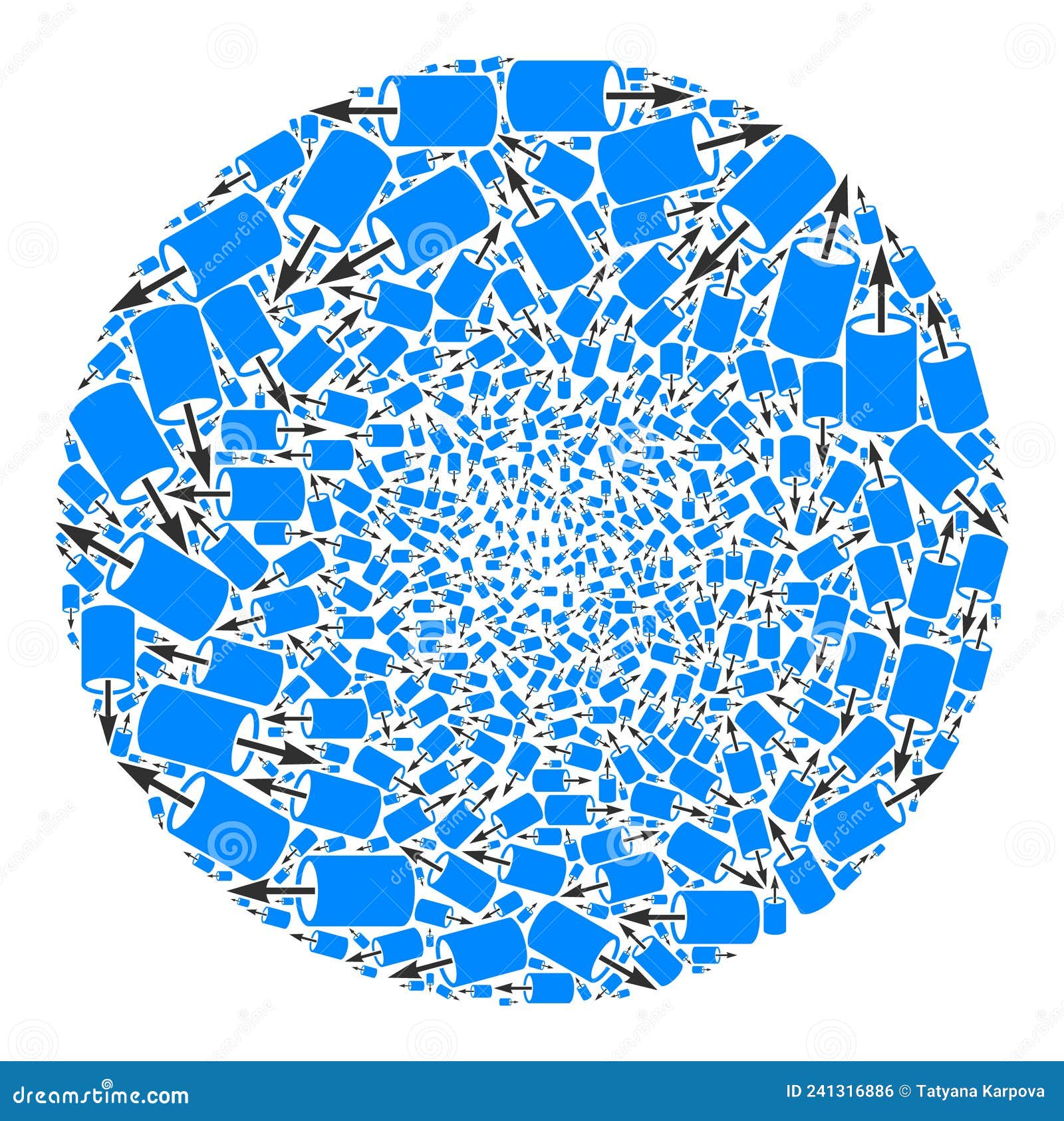 Pipe Flow Direction Icon Round Bubble Collage Stock Vector ...