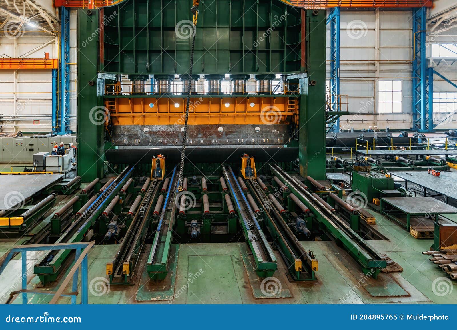 Pipe Formation by Roll Sheet Bending Machine Stock Image - Image of ...
