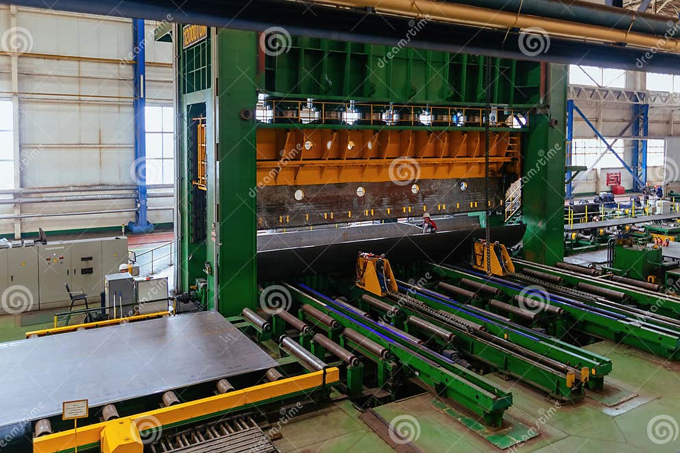 Pipe Formation by Roll Sheet Bending Machine Stock Photo - Image of ...