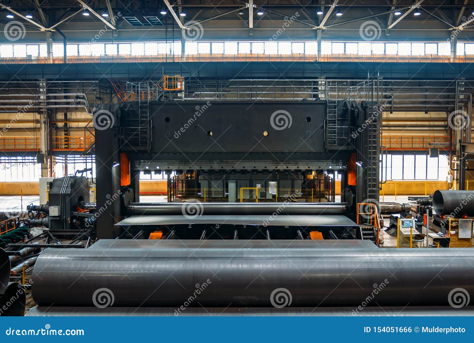 Pipe Formation by Using Roll Bending Machine Stock Photo - Image of ...