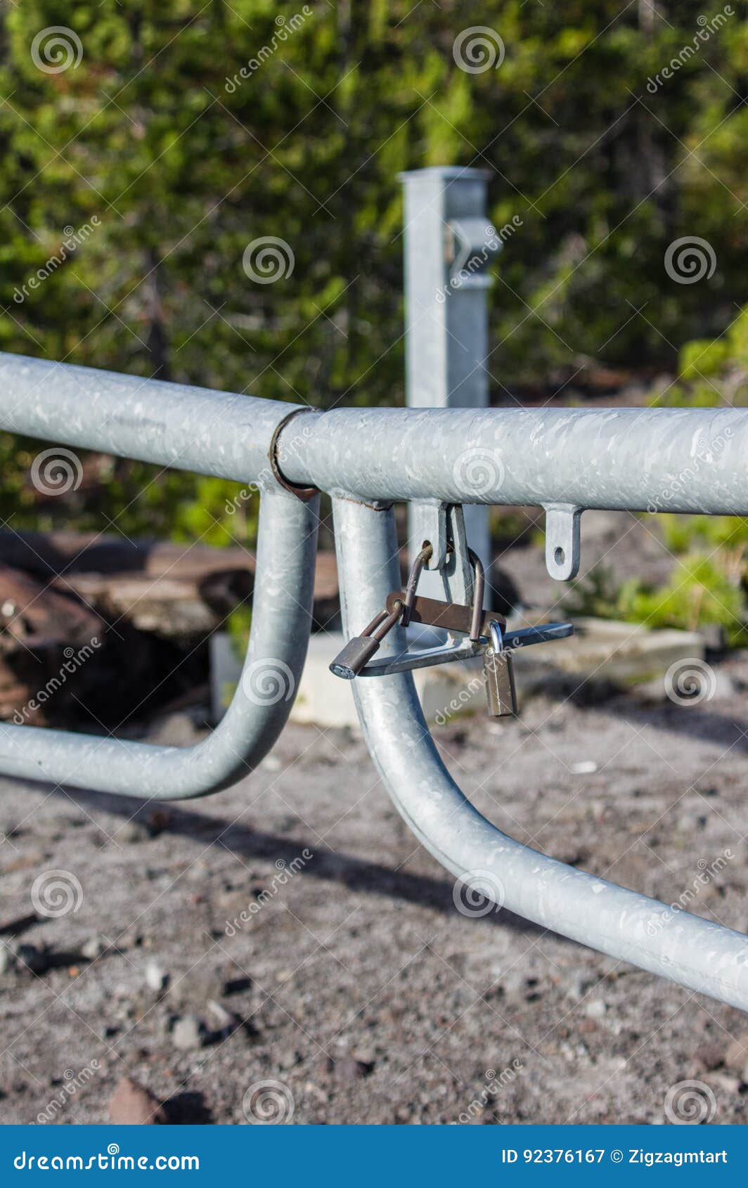 Pipe Gate with Locks Closing Access Stock Image - Image of gate ...