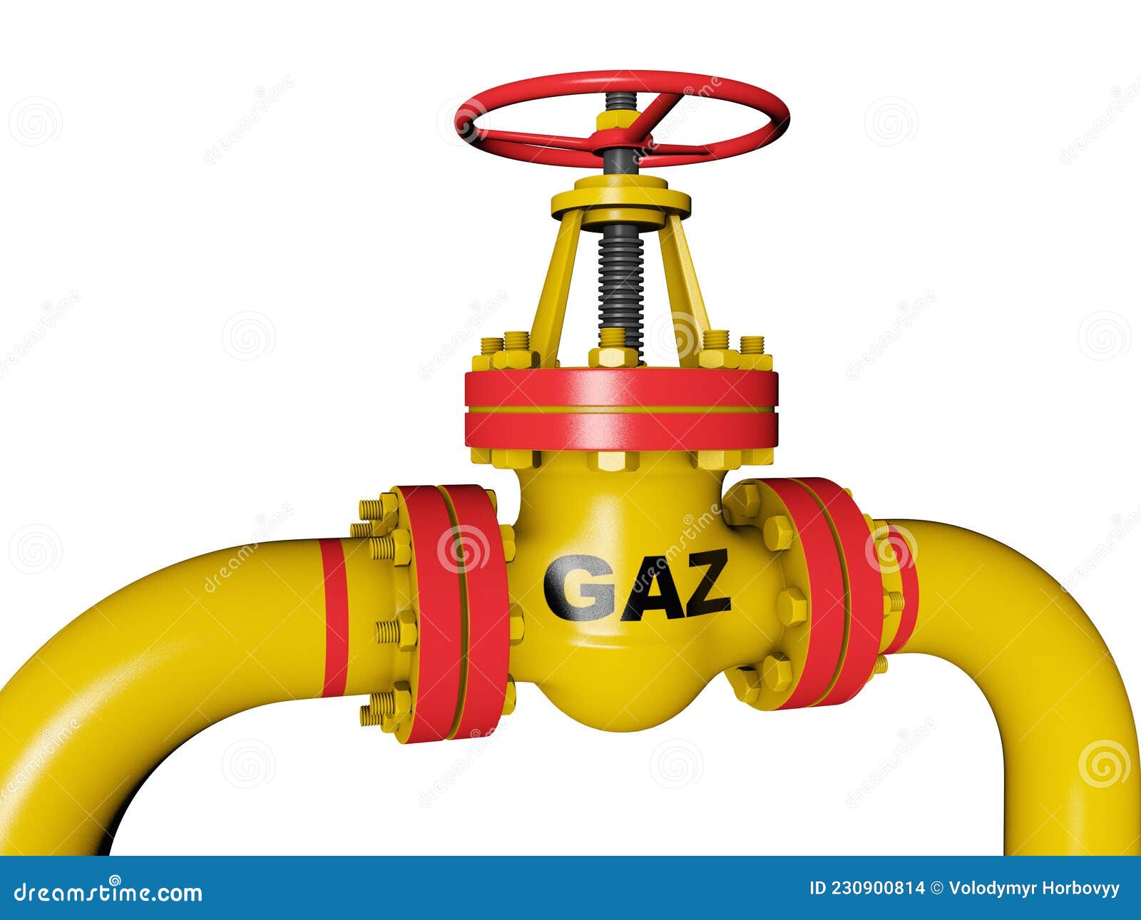 Gaz valve. 3D render stock illustration. Illustration of heat - 230900814