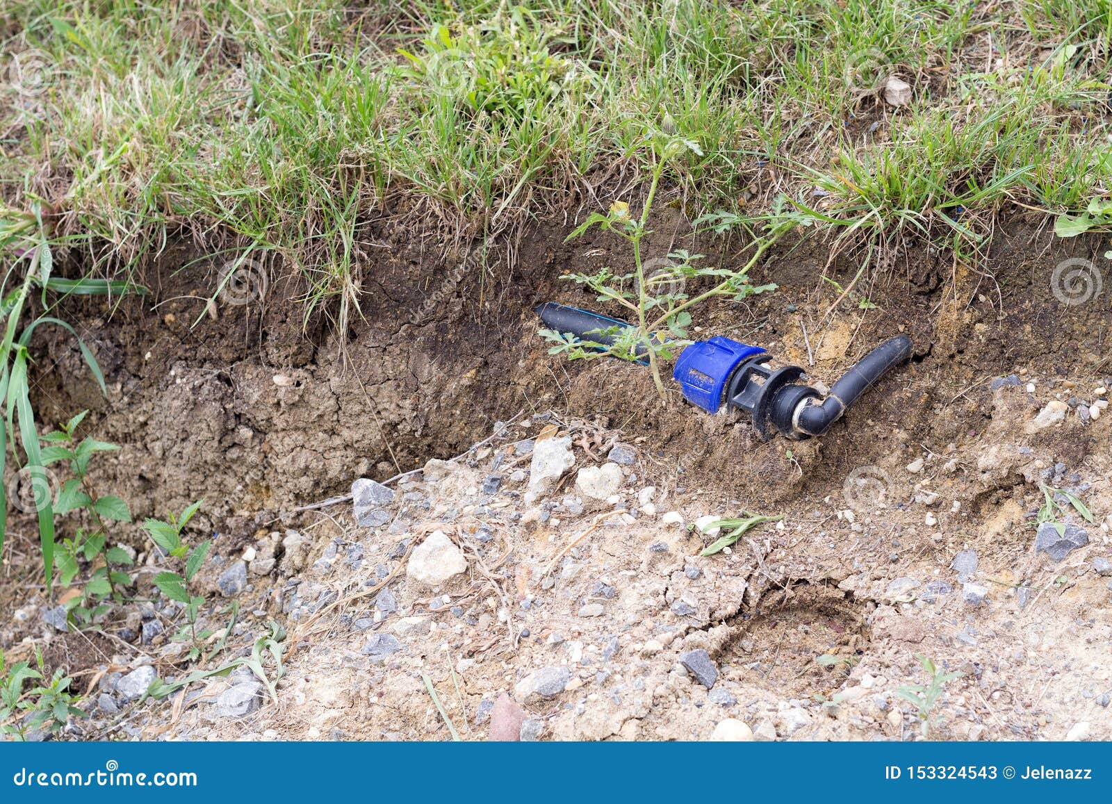 Pipe in the ground stock image. Image of soil, lawn - 153324543