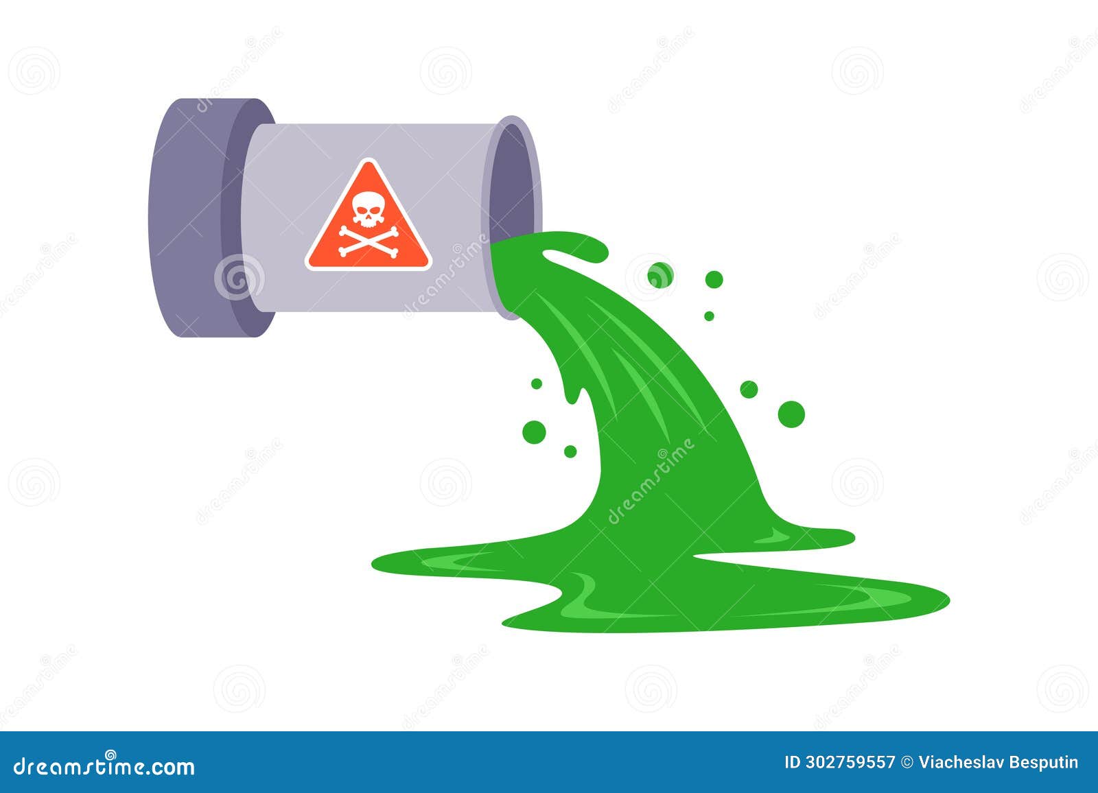 Pipe with hazardous waste. stock vector. Illustration of treatment ...