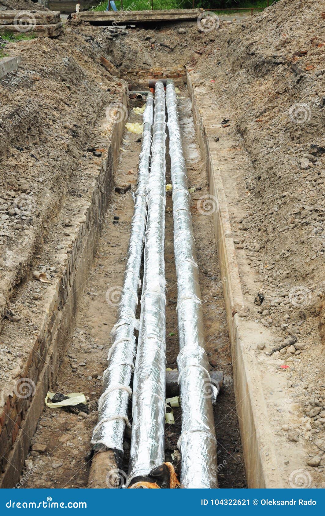 Pipes In The Earthen Trench For Heating System Stock Photography ...
