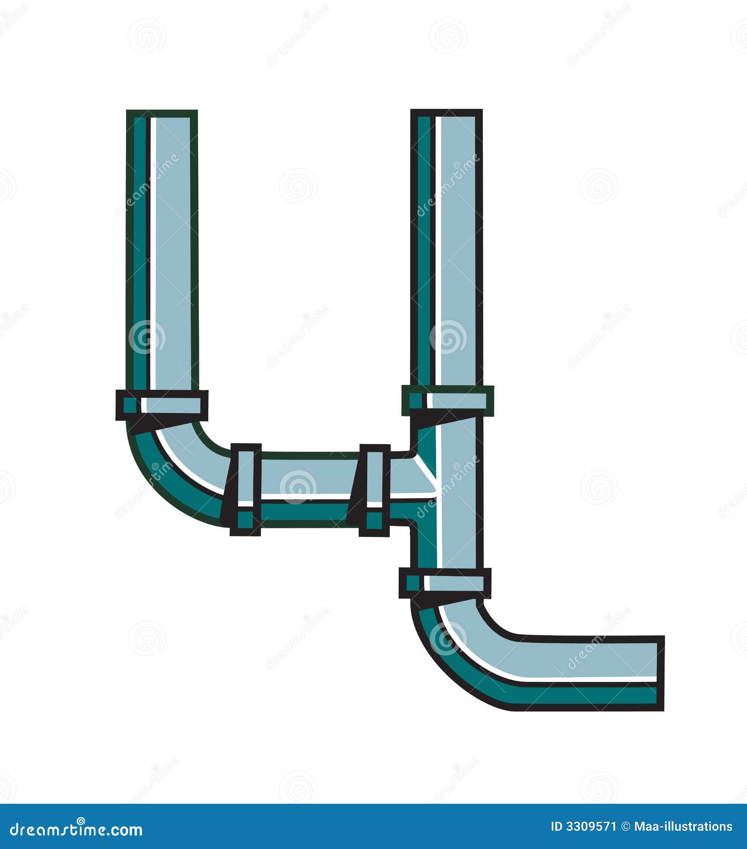 Pipe with joints stock vector. Illustration of pointing - 3309571