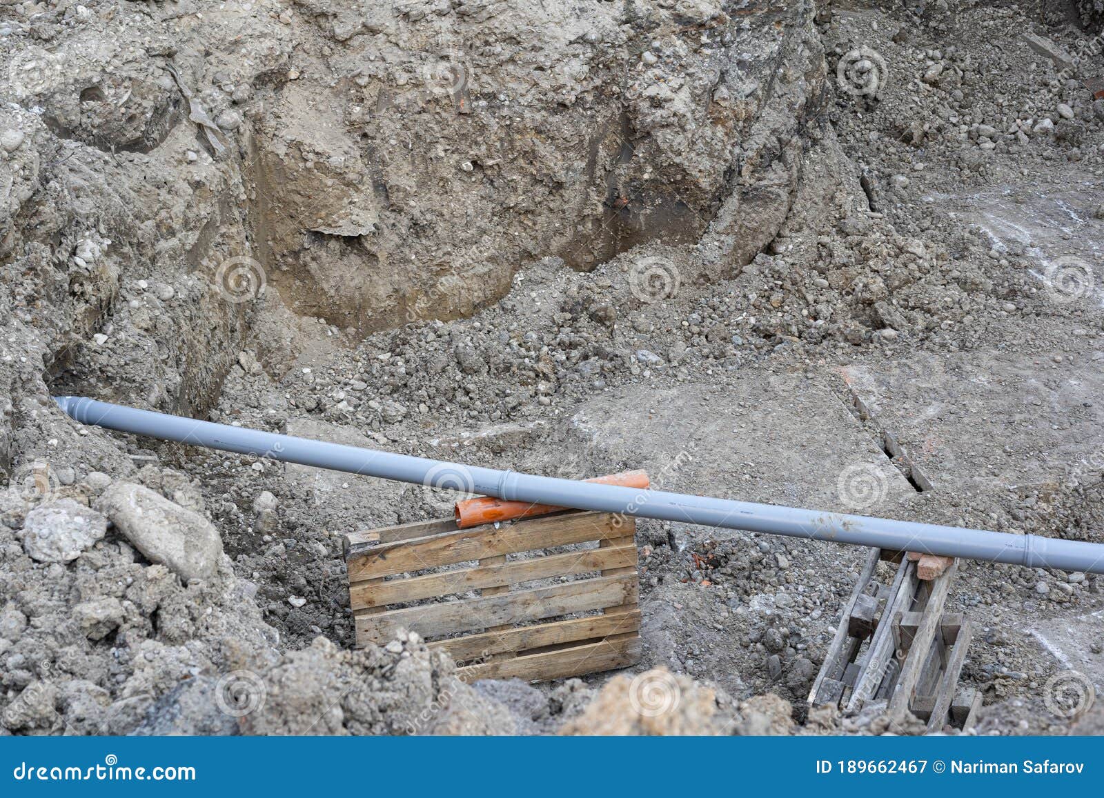 Pipe laying in the ground stock image. Image of underground - 189662467