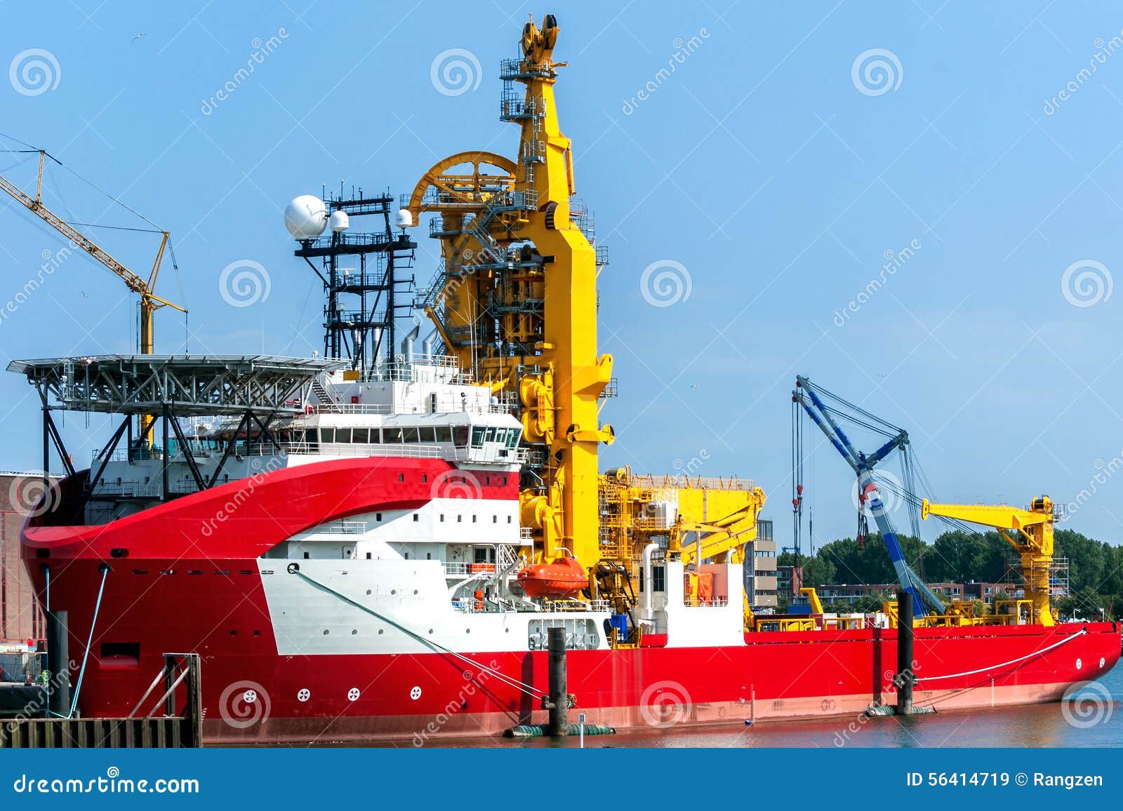 Pipe-laying Vessel in the Port of Rotterdam Stock Image - Image of ...