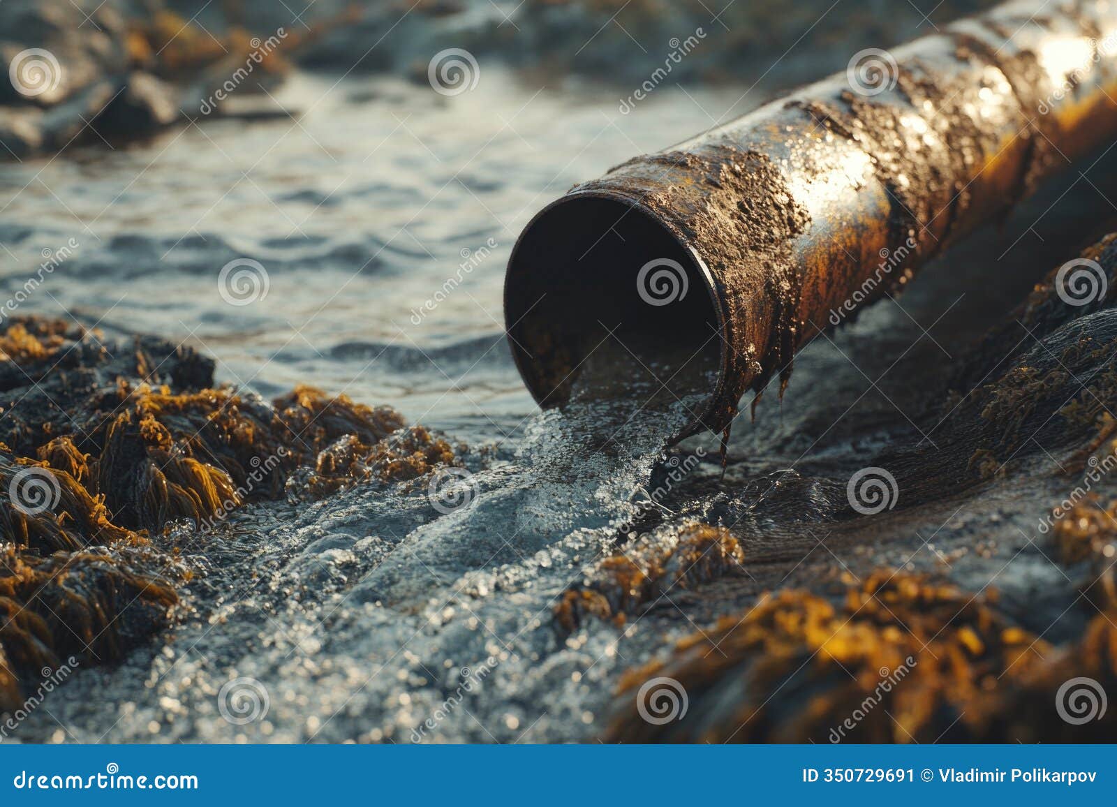 A Pipe Leaning Over Water S Edge Stock Image - Image of generated ...