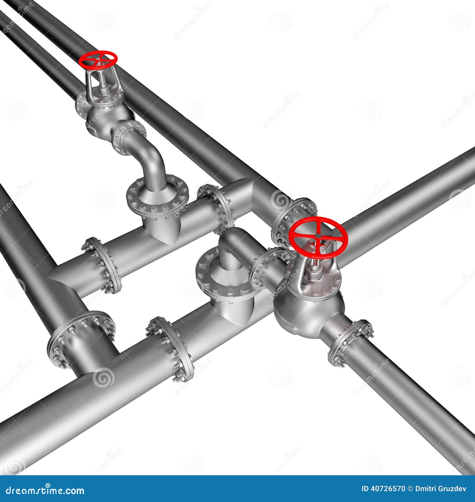 Pipe With A Red Valves Icon, Flat Style Cartoon Vector | CartoonDealer ...