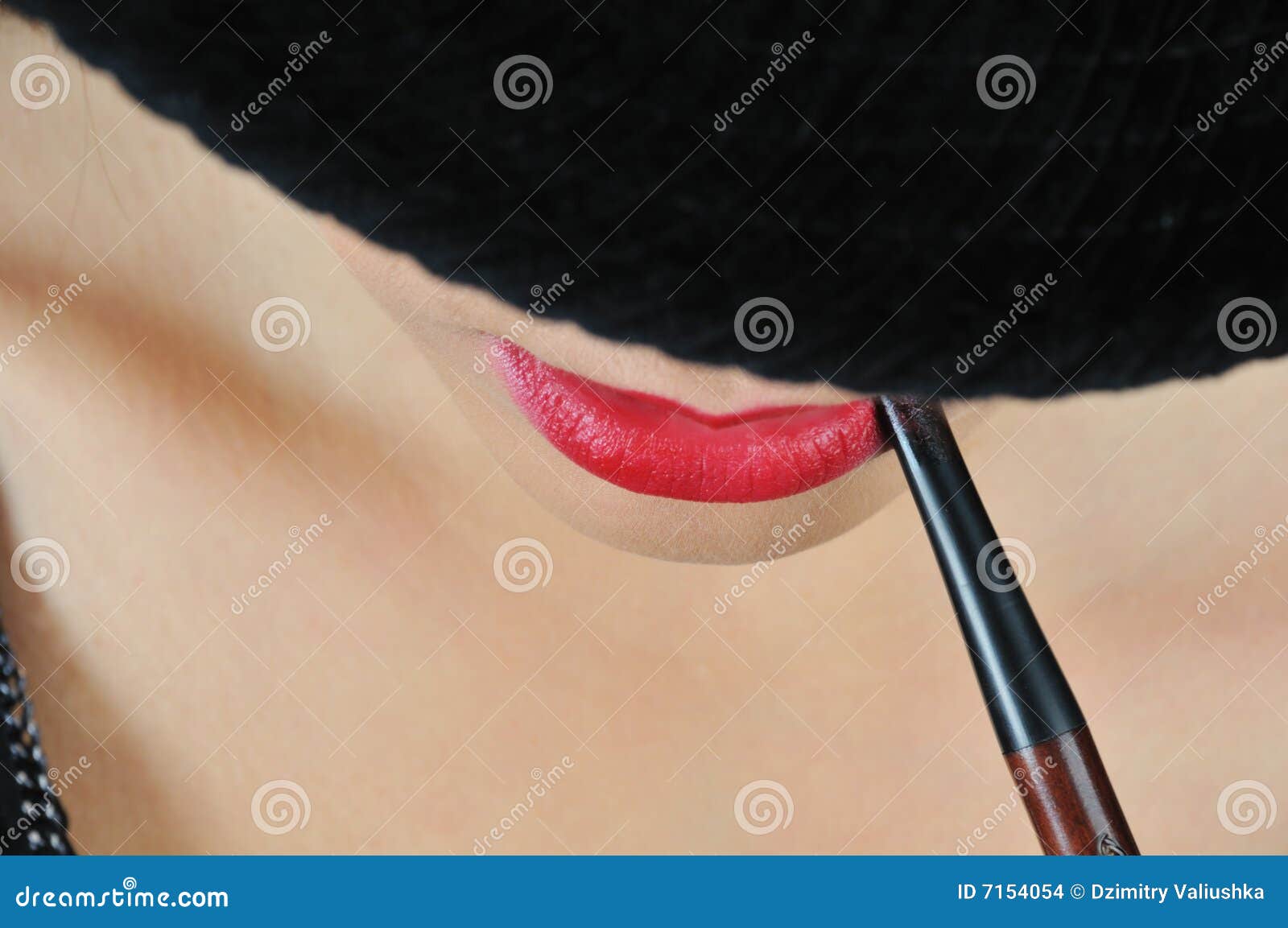 Pipe in lips girl stock photo. Image of lips, smoke, female - 7154054