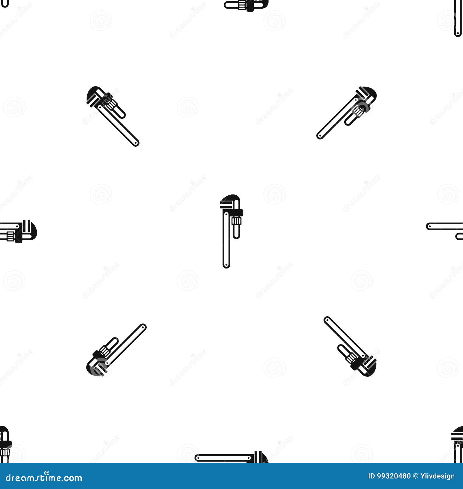 Pipe or Monkey Wrench Pattern Seamless Black Stock Vector ...