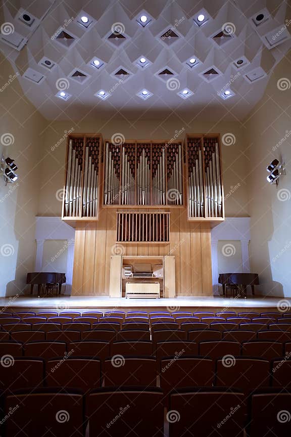 Pipe Organ with Control Panel in Concert Hall Stock Photo - Image of ...