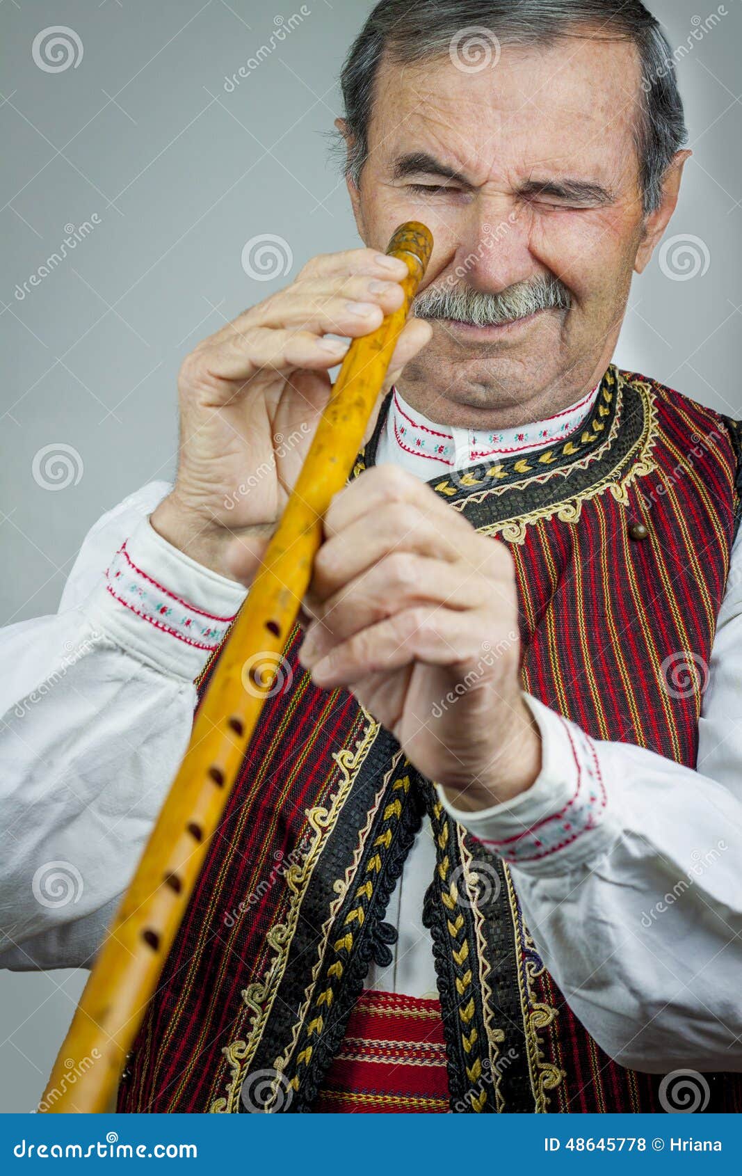 Pipe Player in Traditional Clothing Stock Photo - Image of gender ...