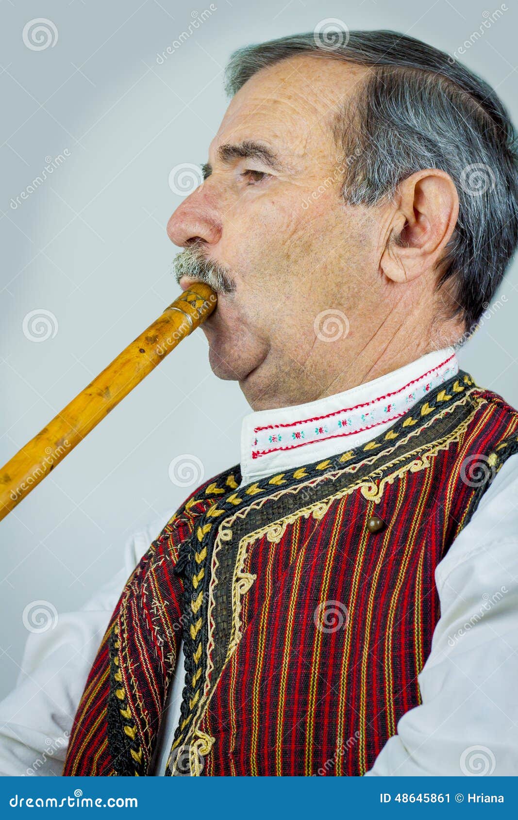 Pipe Player in Traditional Clothing Stock Image - Image of folklore ...