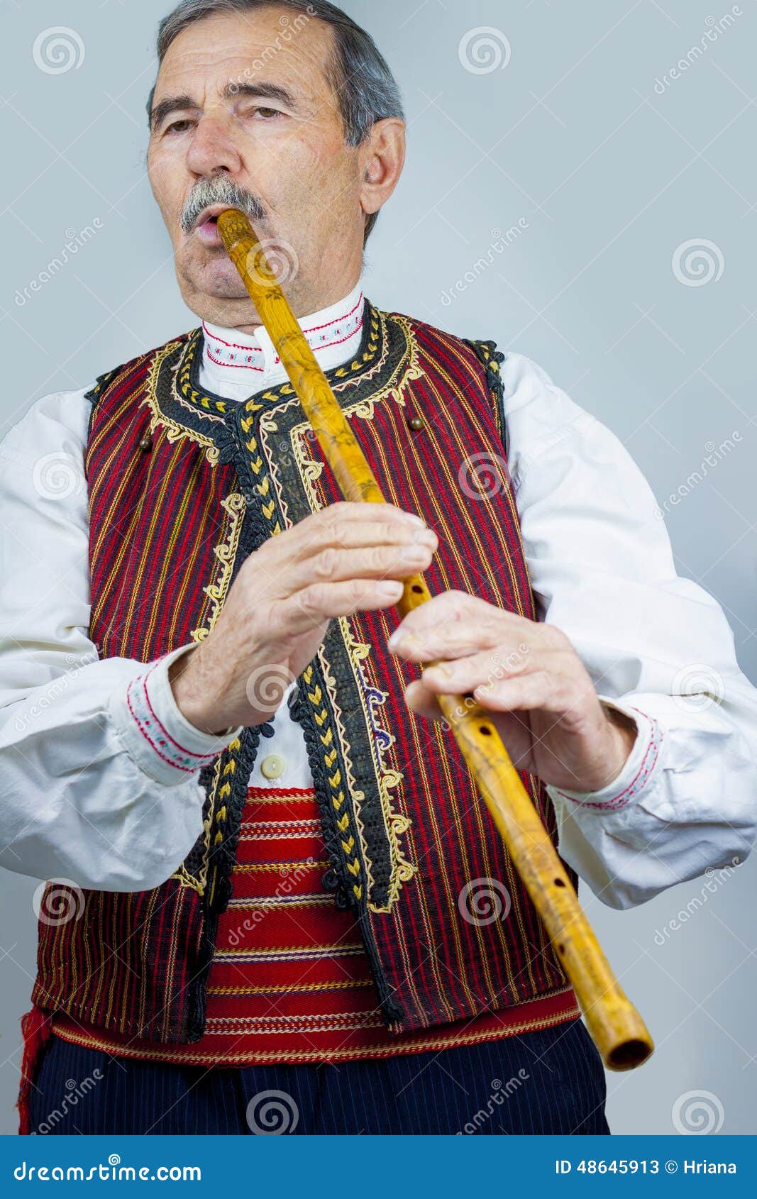 Pipe Player in Traditional Clothing Stock Image - Image of balkan ...