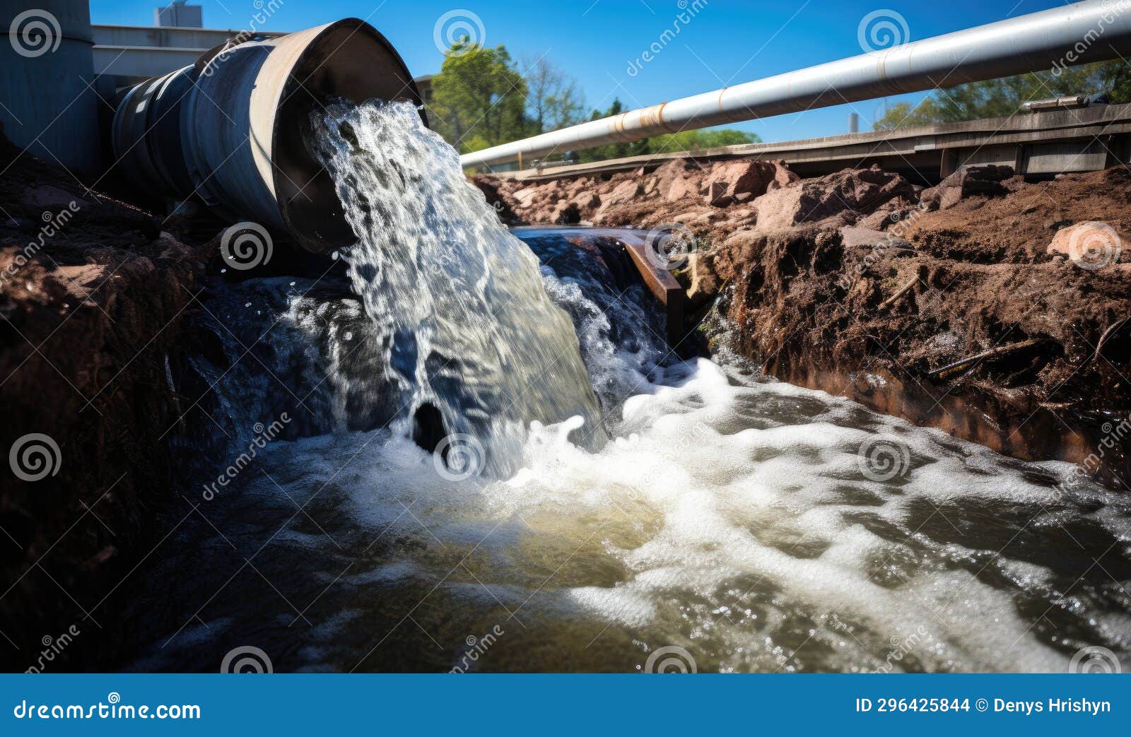 A Pipe Pouring Water into a River Stock Illustration - Illustration of ...