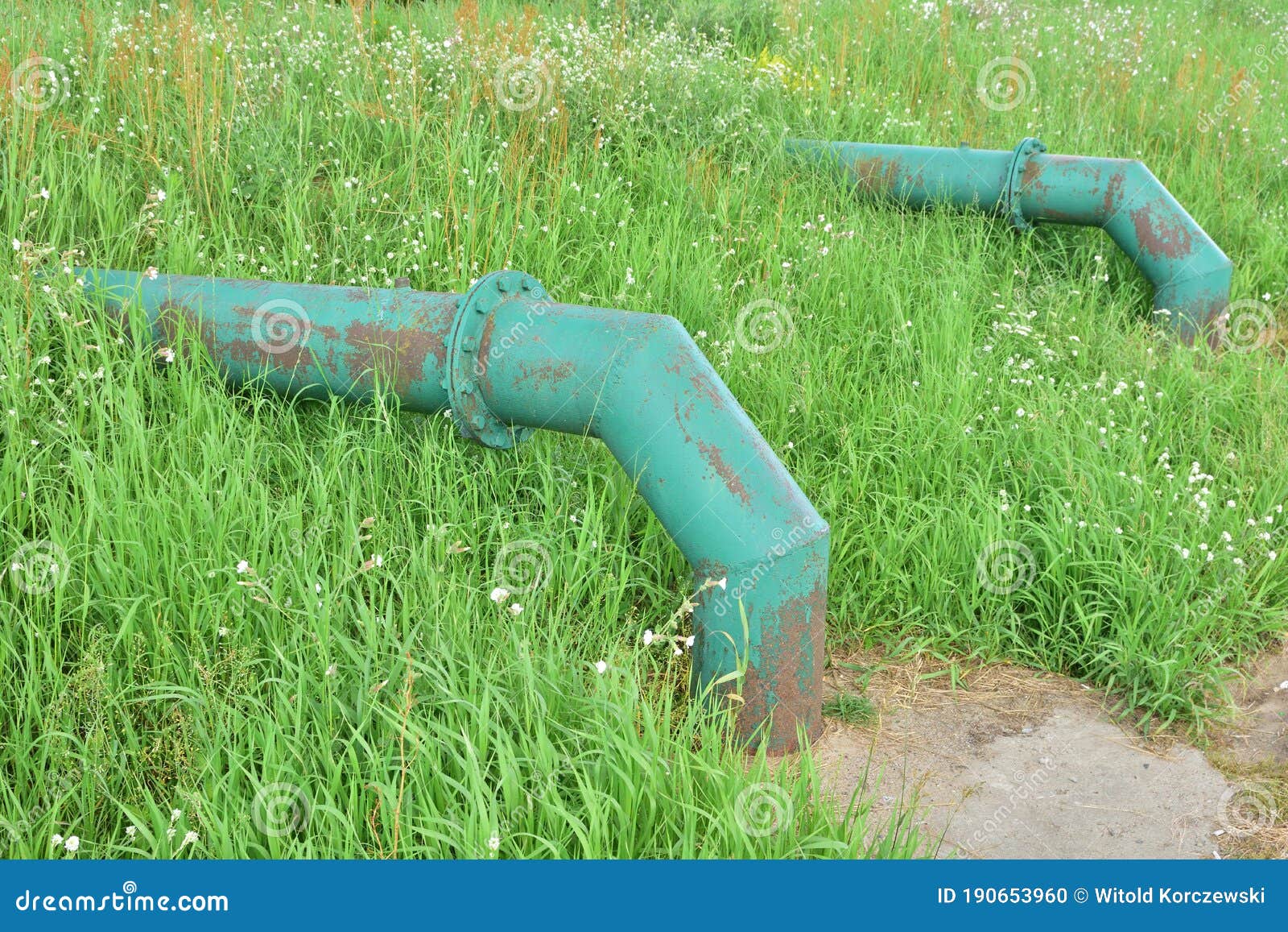 A Pipe Protruding from the Grass on a Slope Stock Photo - Image of ...