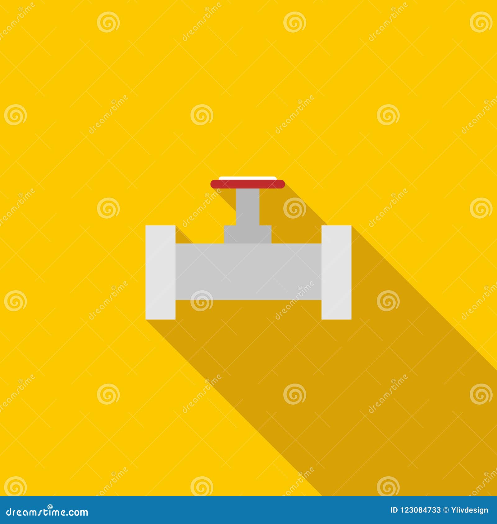 Pipe with a Red Valve Icon, Flat Style Stock Illustration ...