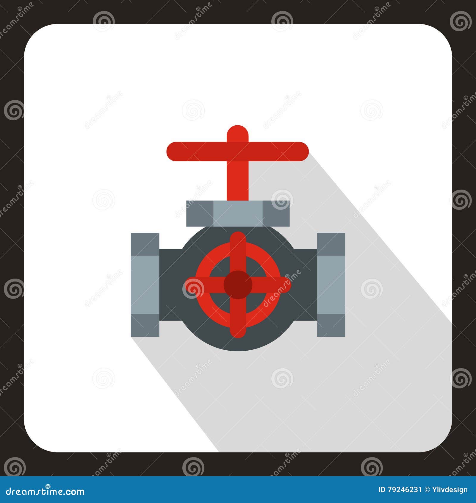 Pipe with a Red Valves Icon, Flat Style Stock Vector - Illustration of ...