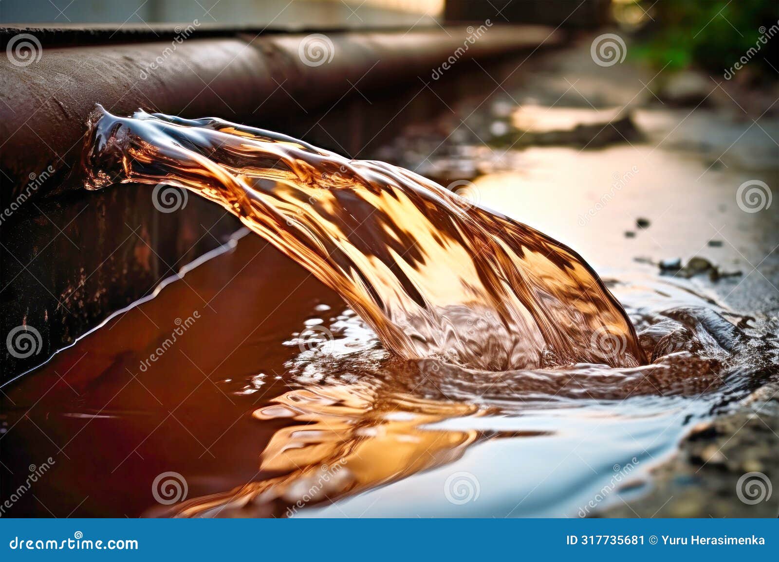 A Pipe Releasing Water into a Natural Environment, Creating a ...