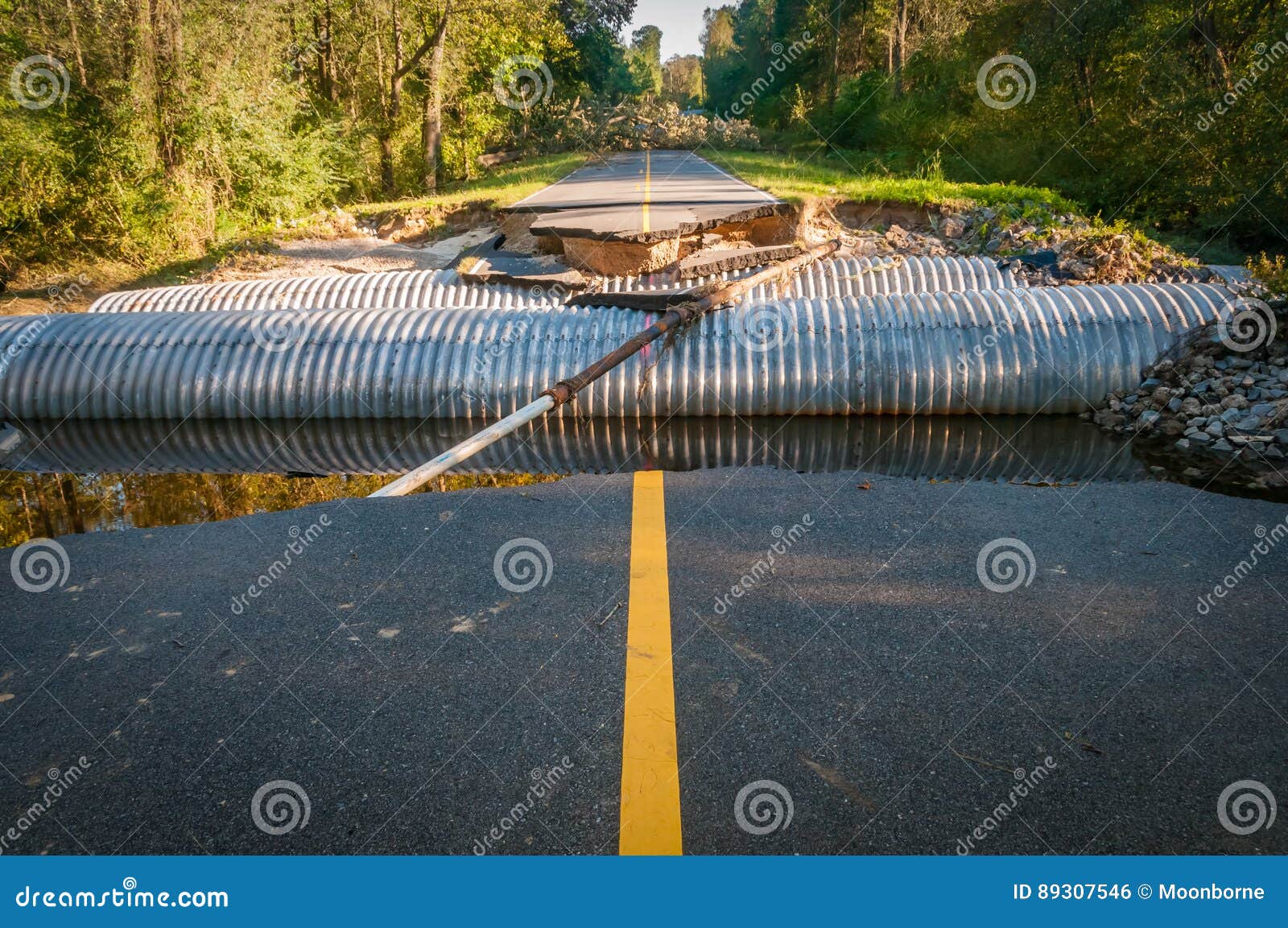 Pipe in the Road stock photo. Image of cracked, disasters - 89307546