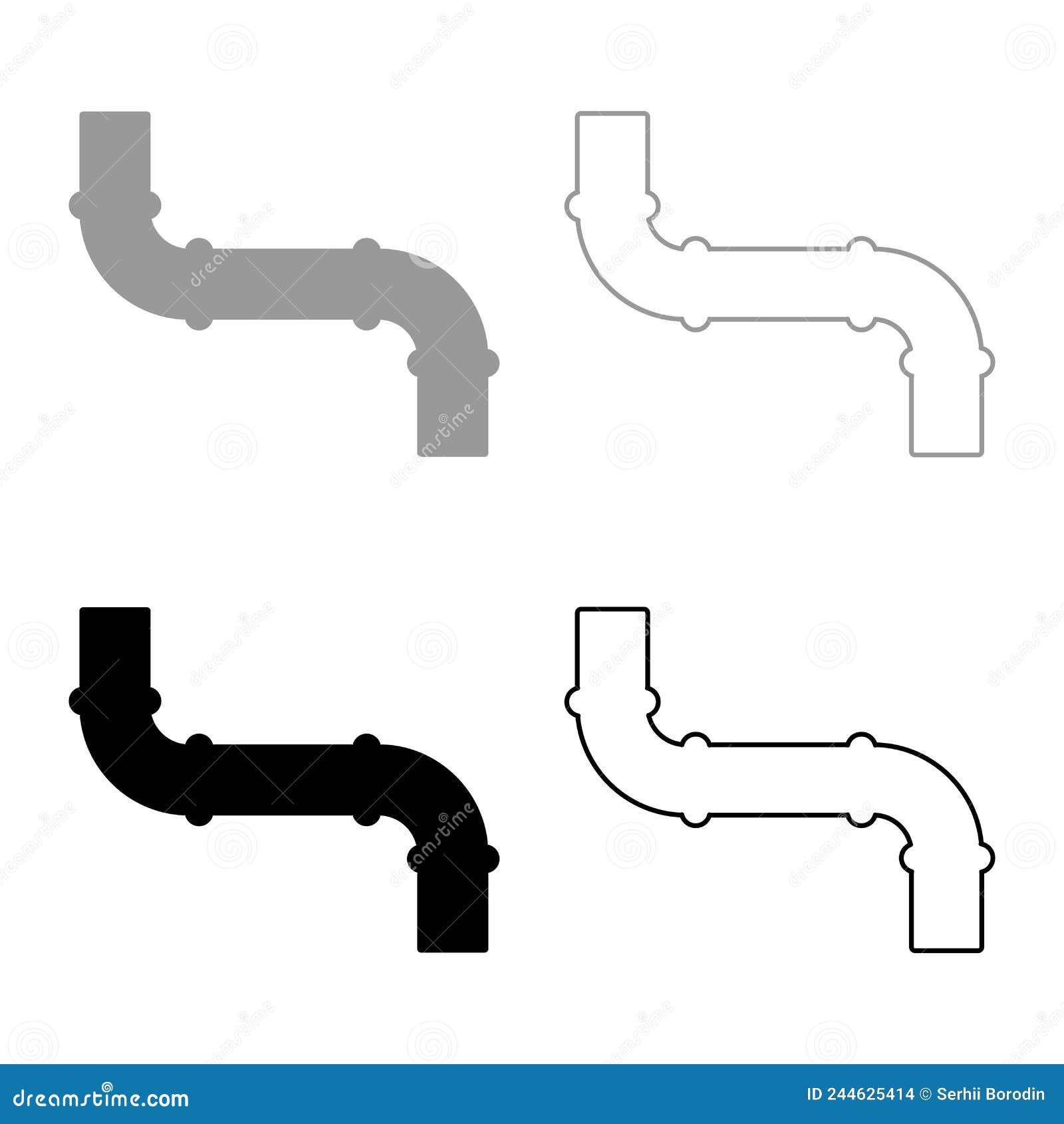 Pipe Set Icon Grey Black Color Vector Illustration Image Solid Fill ...