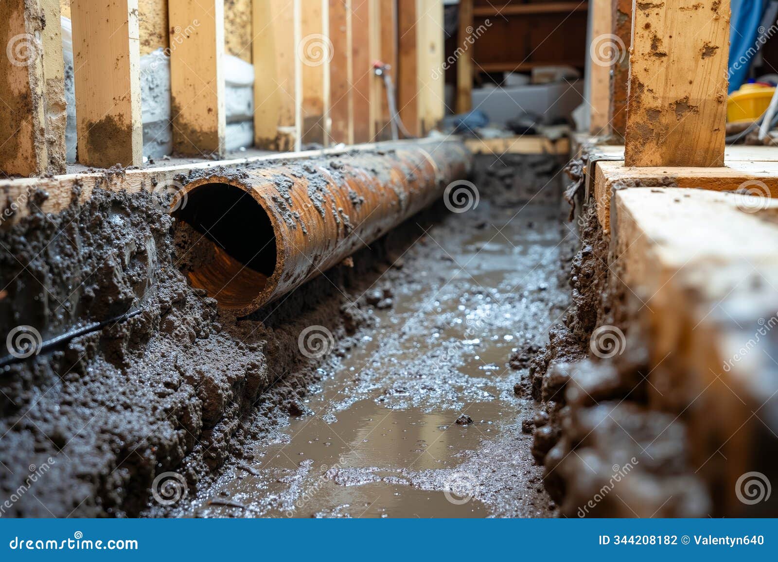 A Pipe that is Sitting in the Middle of a Construction Site Stock Photo ...