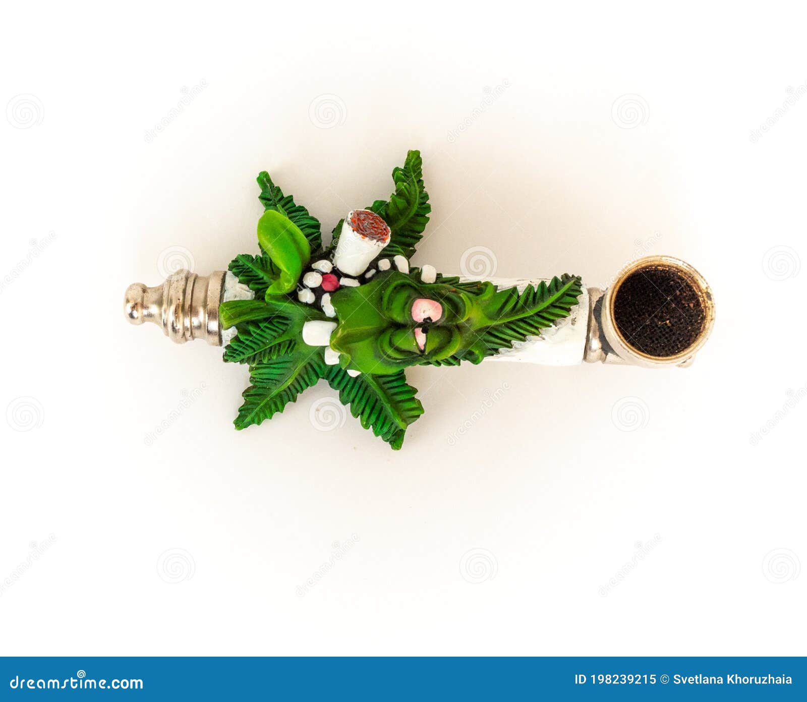 Pipe for Smoking Marijuana with Smiling Leaf with Pipe on White ...