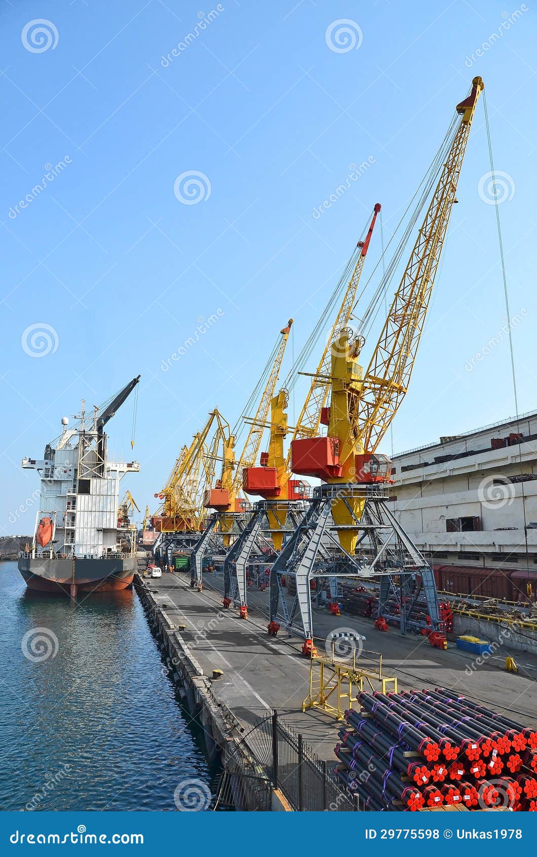 Cargo Crane, Pipe, Train and Ship Stock Photo - Image of boat, loading ...