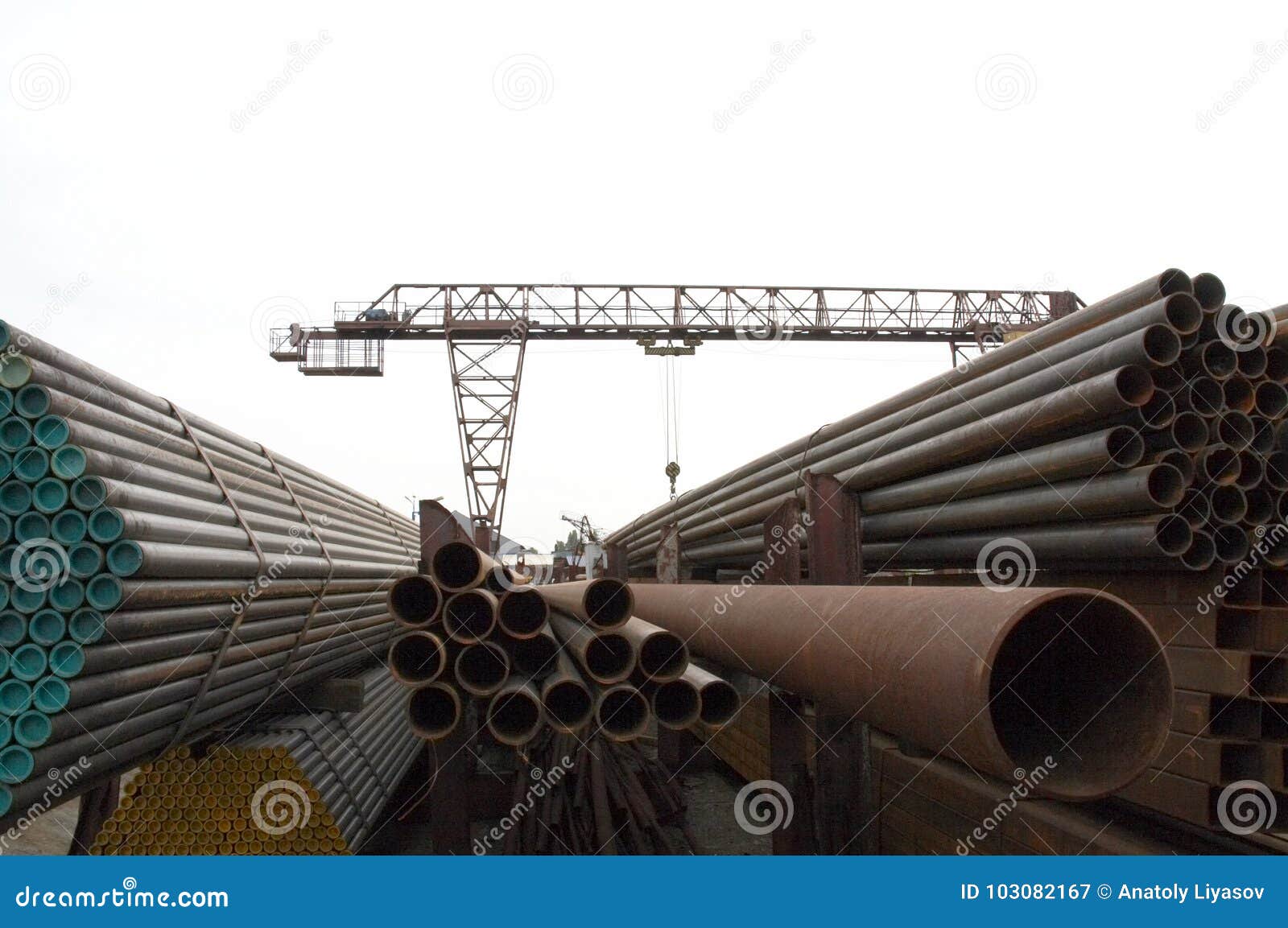 Pipe storage on the street stock image. Image of industry - 103082167