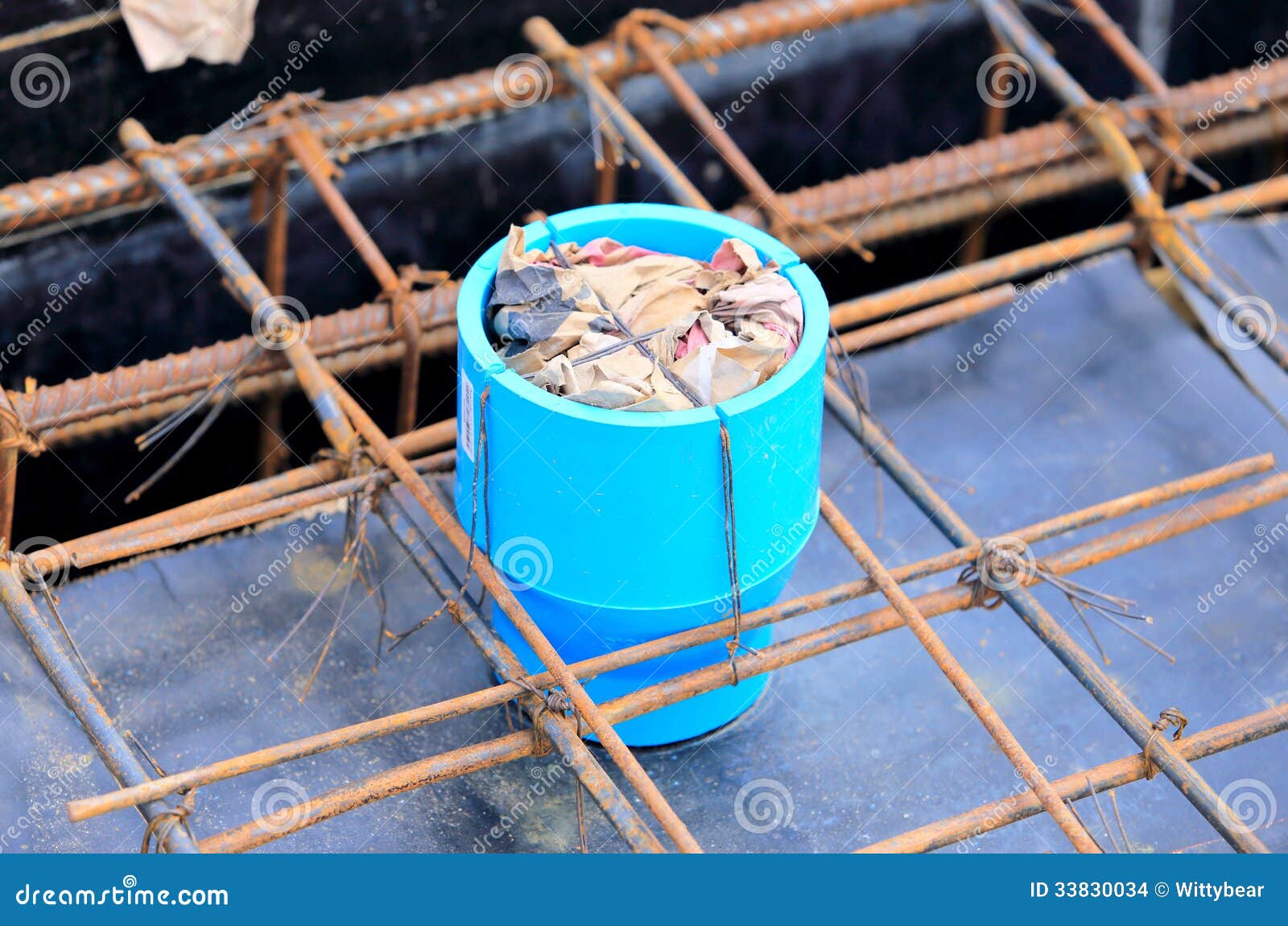 Pipe for Support Cement Plaster Stock Photo - Image of housing, blue ...