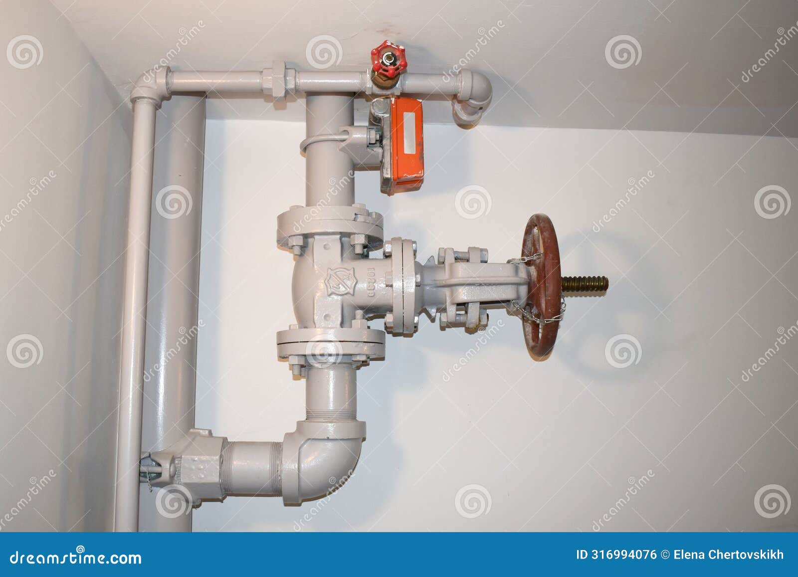 A Pipe System with a Large Valve Stock Photo - Image of pipeline ...