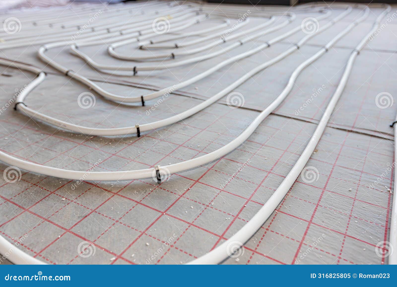 Pipe System of Floor Heating Mounted in Residential Building Under ...