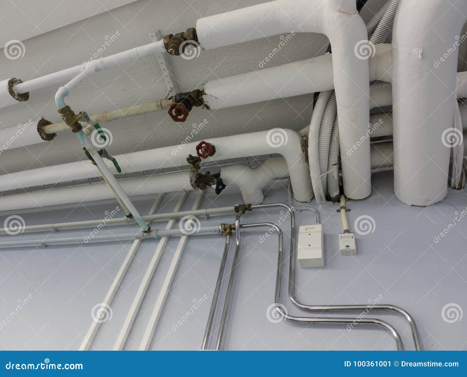 Pipe System in Laundry Room Stock Image - Image of steel, pipeline ...