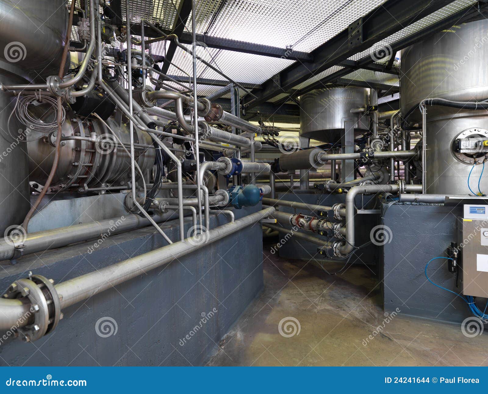 Pipe System in a Modern Factory Stock Photo - Image of chamber, drain ...