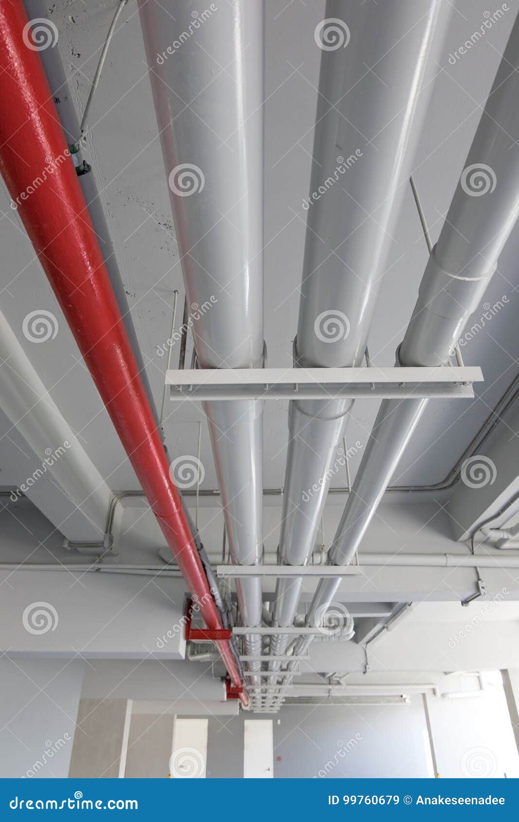 Pipe system in building stock image. Image of metal, safety - 99760679