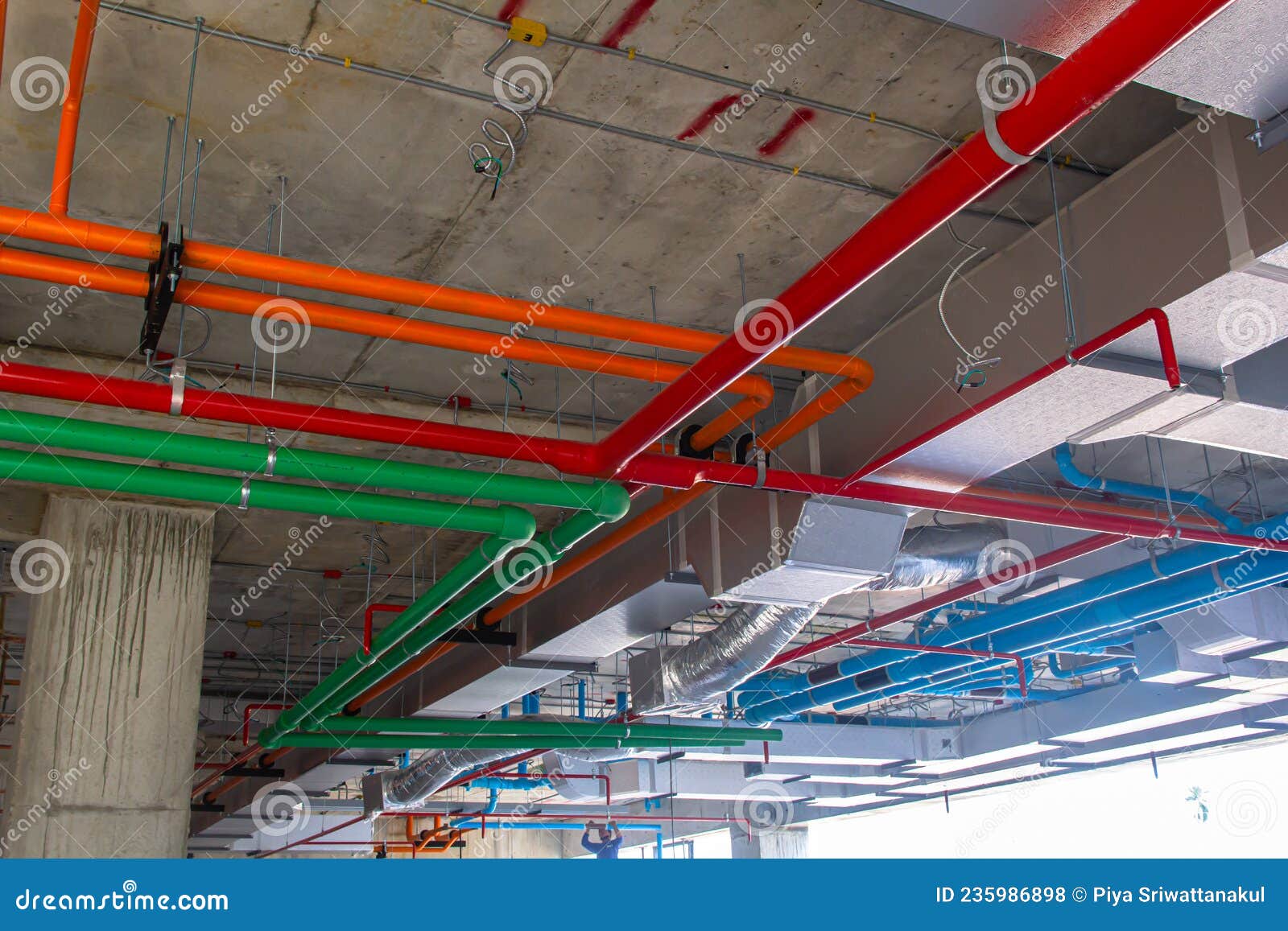 Pipeline on Building Ceiling Stock Photo - Image of metal, line: 235986898