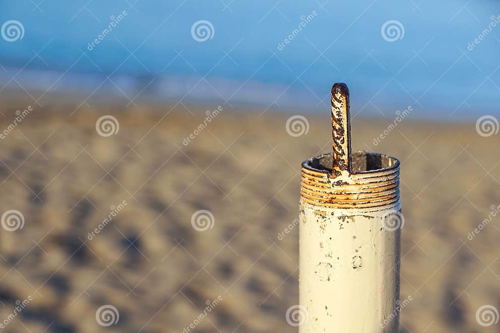Pipe Threaded Both Isolated on Beach at Background Stock Image - Image ...