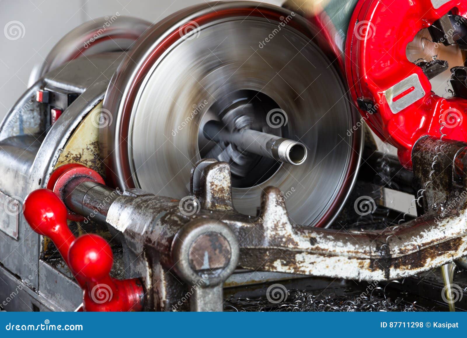 Pipe threading machine stock photo. Image of group, clean - 87711298